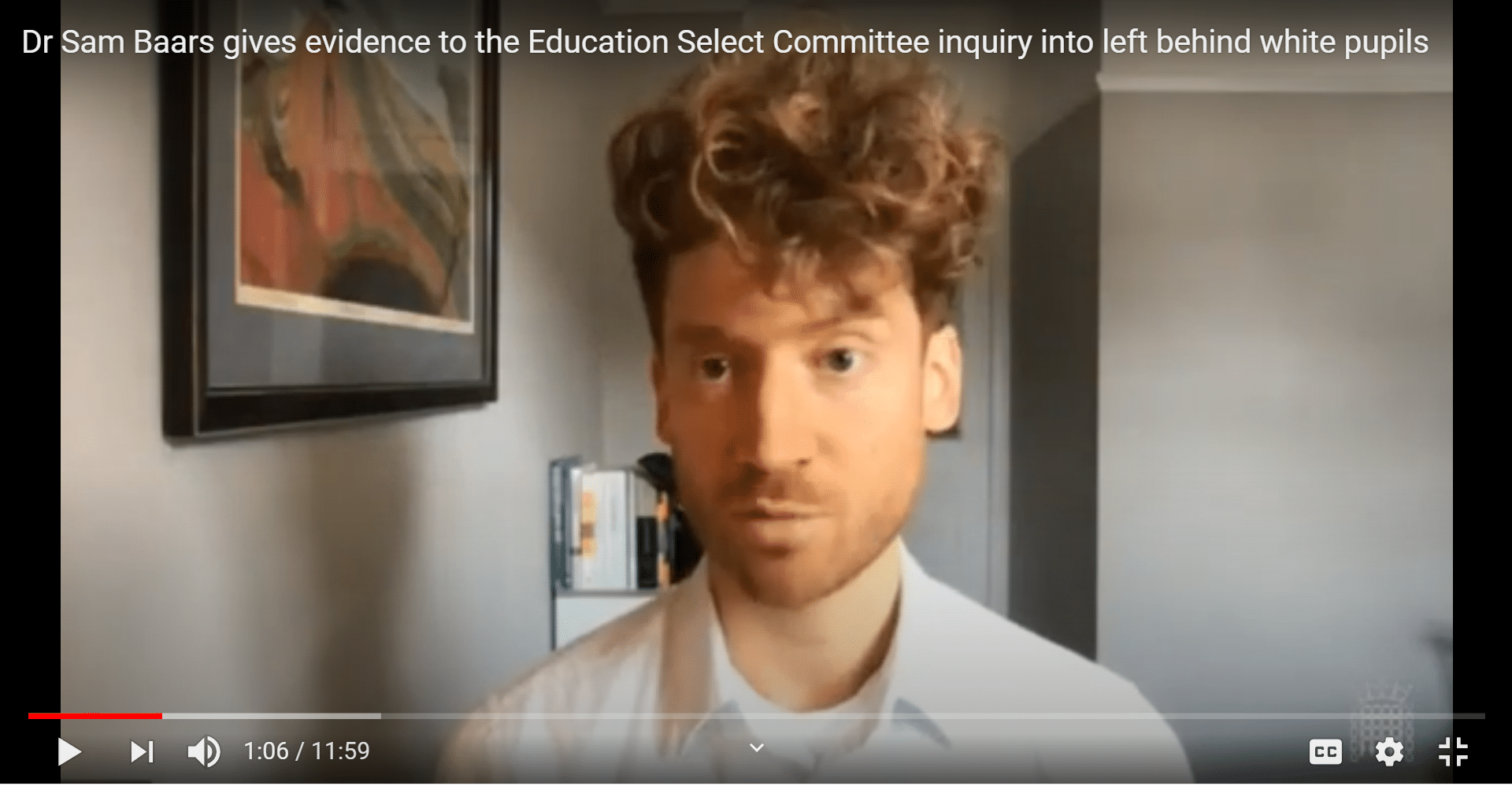 Dr Sam Baars gives evidence to the Education Select Committee inquiry ...